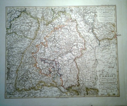 Carta geografica antica FIUME RENO da Oppenheim a Koln Stieler 1850 ...