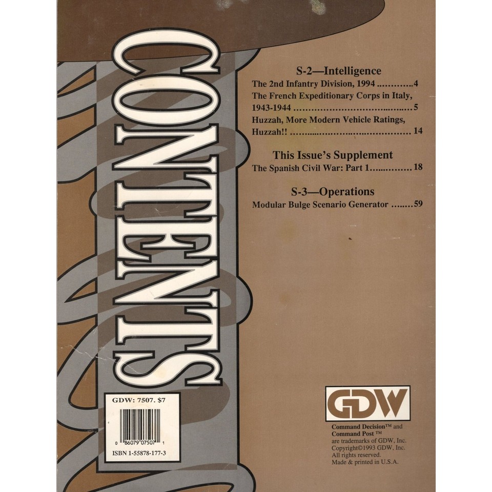 Command Post Quarterly 7 The Quick Gamer's Guide to The Spanish Civil ...