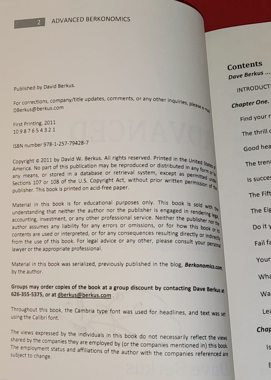 Advanced Berkonomics by Dave Berkus (2011, Trade Paperback) SIGNED 1st ...