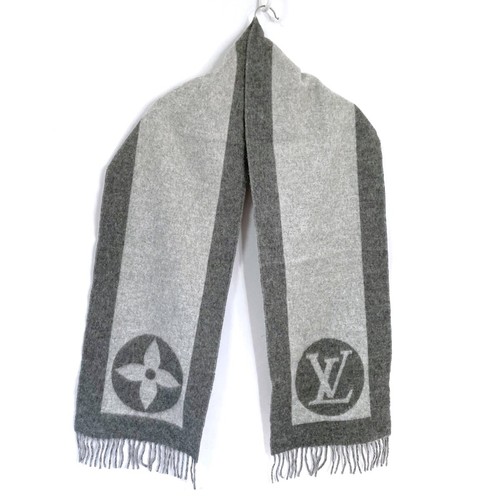 Auth LOUIS VUITTON Escharp Cardiff M70484 Gray Others - AB0196 Scarf 90 ...