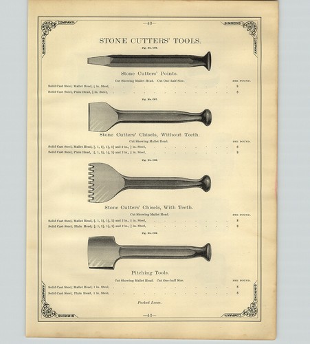 1890 PAPER AD Stone Cutters' Tools Chisel Pitching Tool Post Mauls | eBay