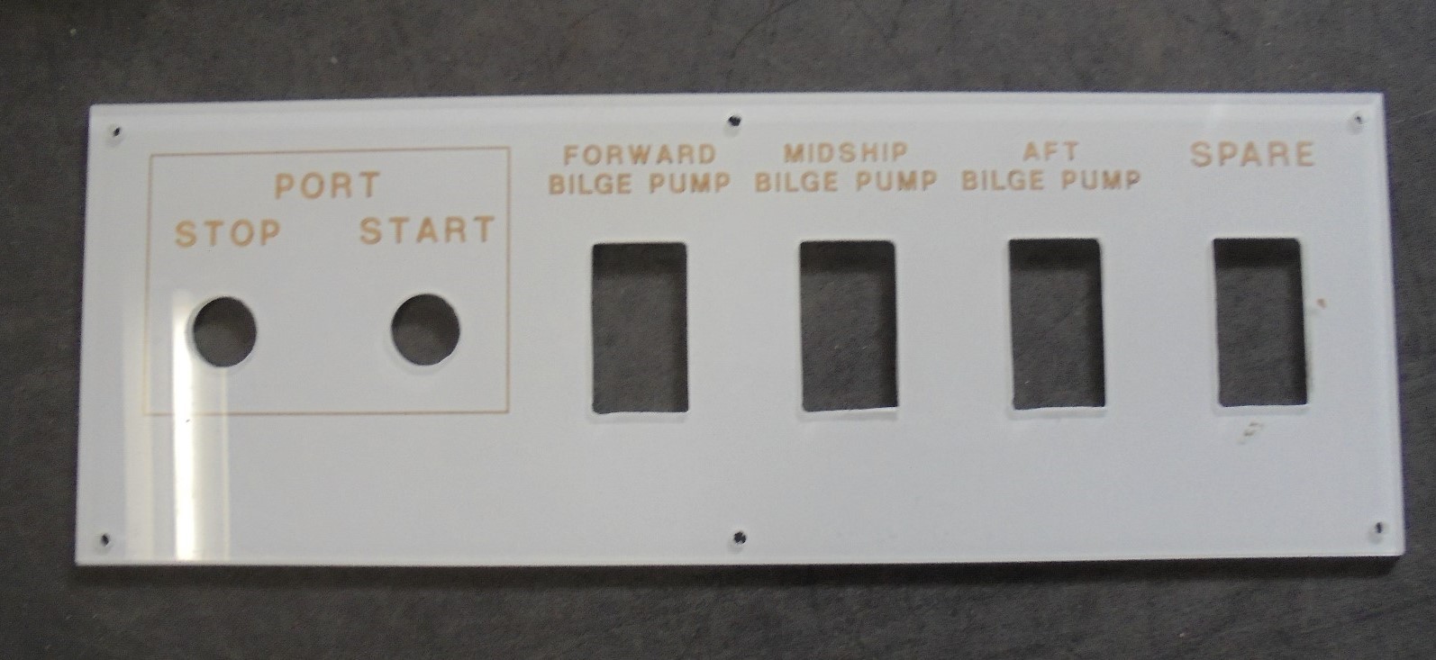 WHITE START/STOP FOWARD MIDSHIP AFT BILGE PUMP PANEL BOAT 11 1/4" X 4 ...