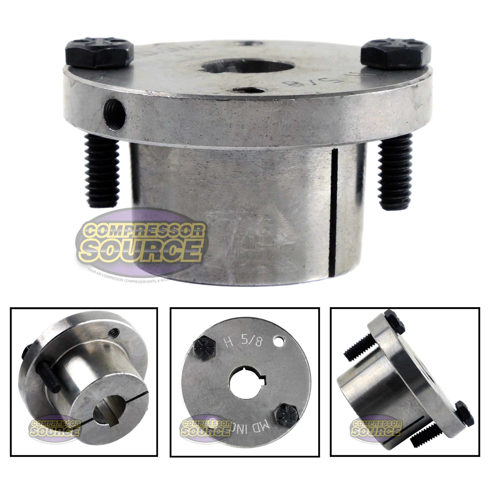 5/8" Bore H style Steel Sheave / Pulley Bushing Split Taper For Keyed ...