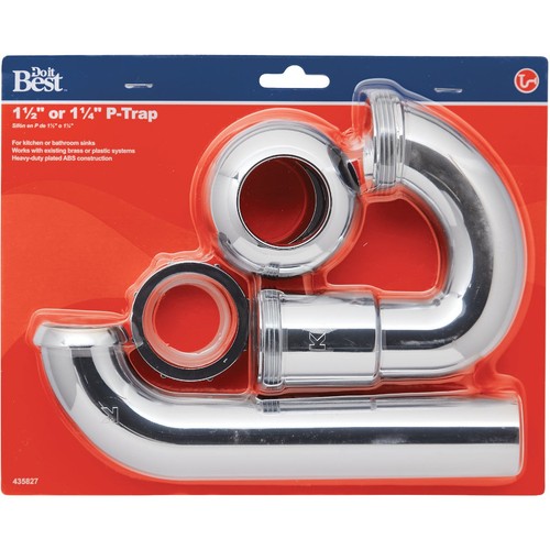 Keeney 1-1/2 in. ABS Decorative Polished Chrome P-Trap with 1-1/4 in ...