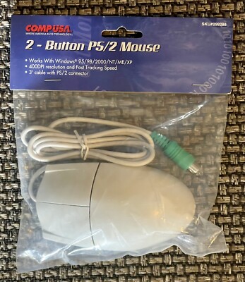 PS/2 Mouse Comp USA 2 - Button Roller Ball Vintage New | eBay