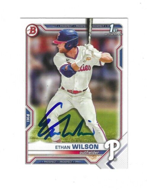 Signed Autographed ETHAN WILSON Phila Phillies 2021 Bowman Card #BD-140 ...