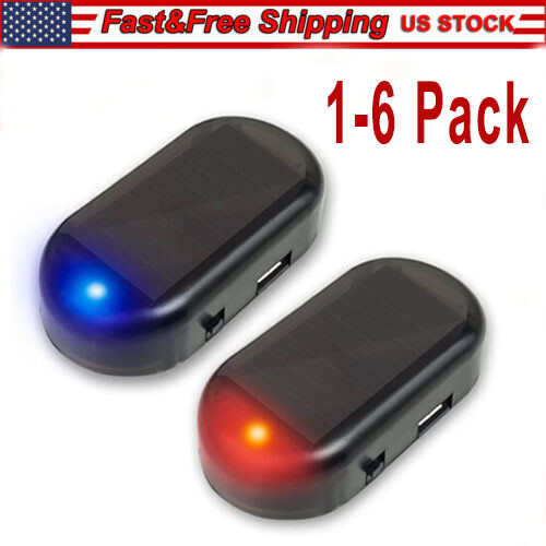 1/6PC Solar Power Car Fake Alarm LED Anti-Theft Warning Lights Flashing ...