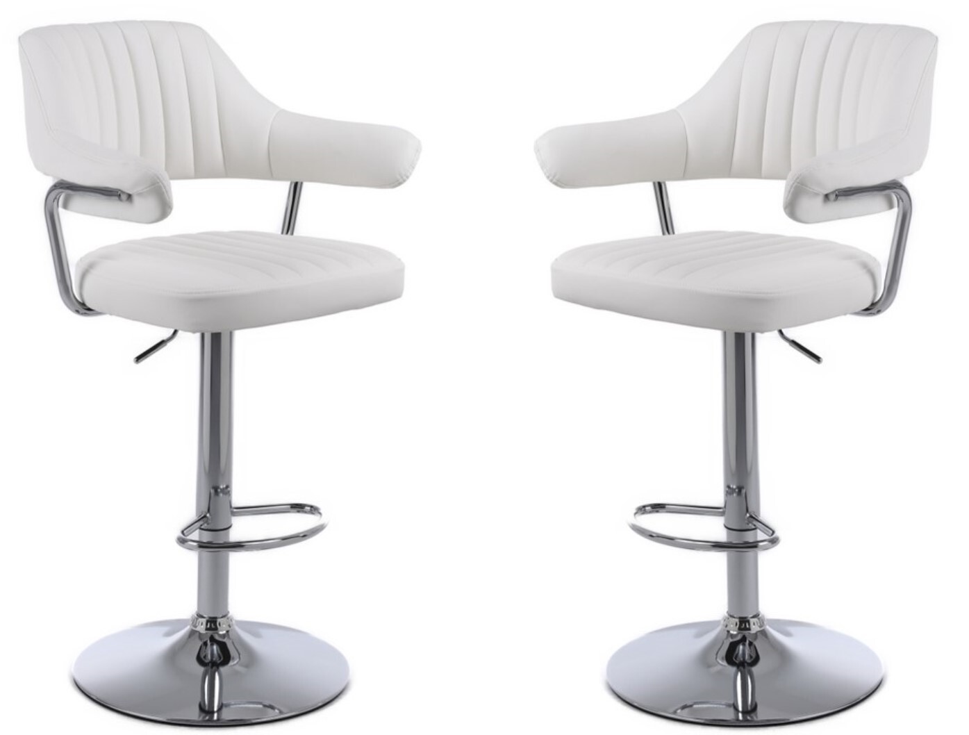 SET OF 2 PLUSH BAR STOOLS, GAS LIFT, BREAKFAST KITCHEN BAR PADDED ARMS ...