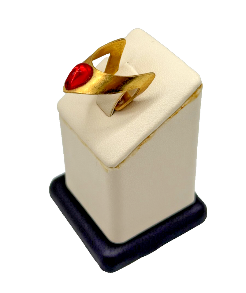 V-Shape Gold Plated Ring With Faux Red Teardrop Stone / Size : 7 | eBay