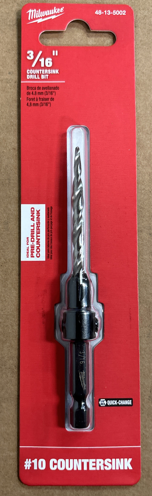 Milwaukee 48-13-5002 #10 Countersink 3/16" Wood Drill Bit | eBay