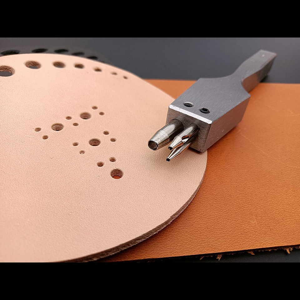 Leather Craft 3/5/8 Holes Puncher brogue style Round hole cutter punch ...