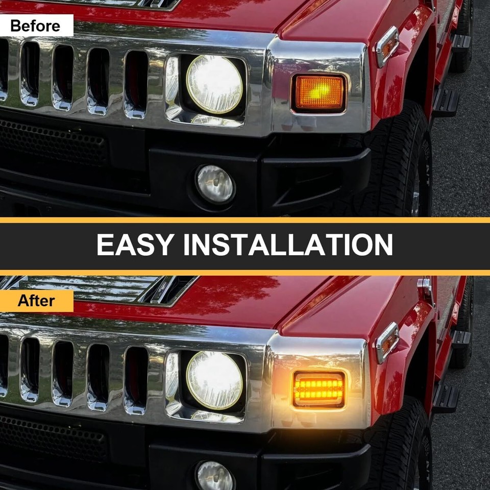 2pcs For Hummer H2 03-09 4door Amber LED Corner Turn Signal Lights ...