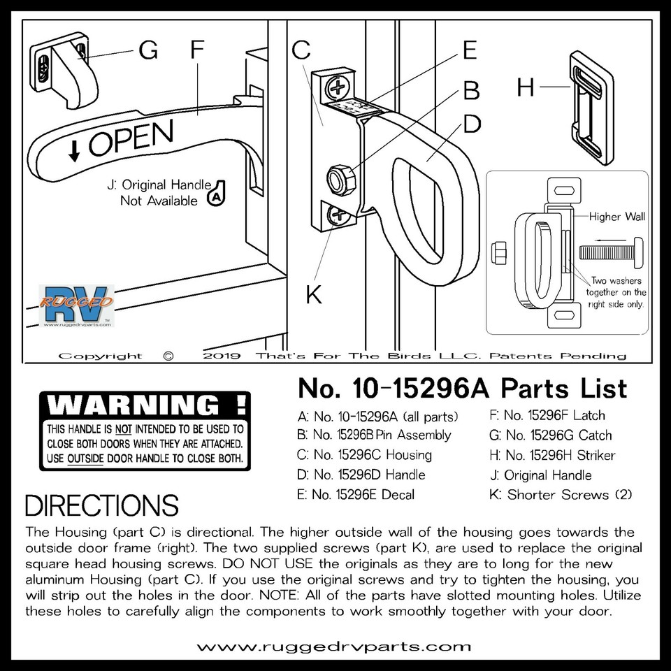 Atwood Style No.10-15296A Complete RV Screen Door Latch & Handle Kit | eBay