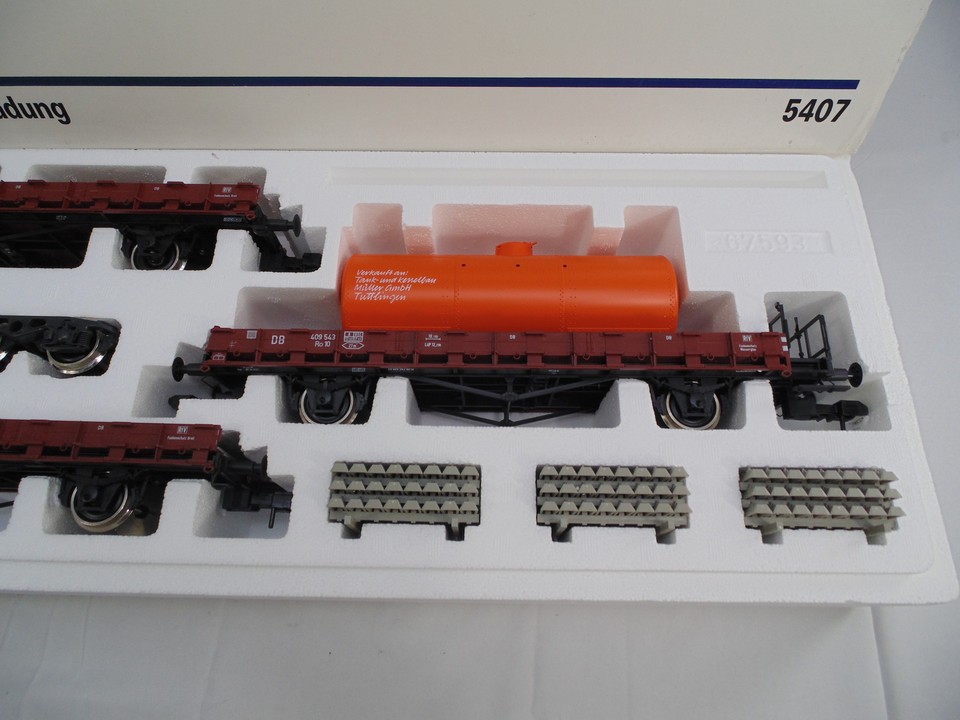 Marklin 1 Gauge 5407 Rungenwagen Train Stake Set Flat Car w/Boiler ...