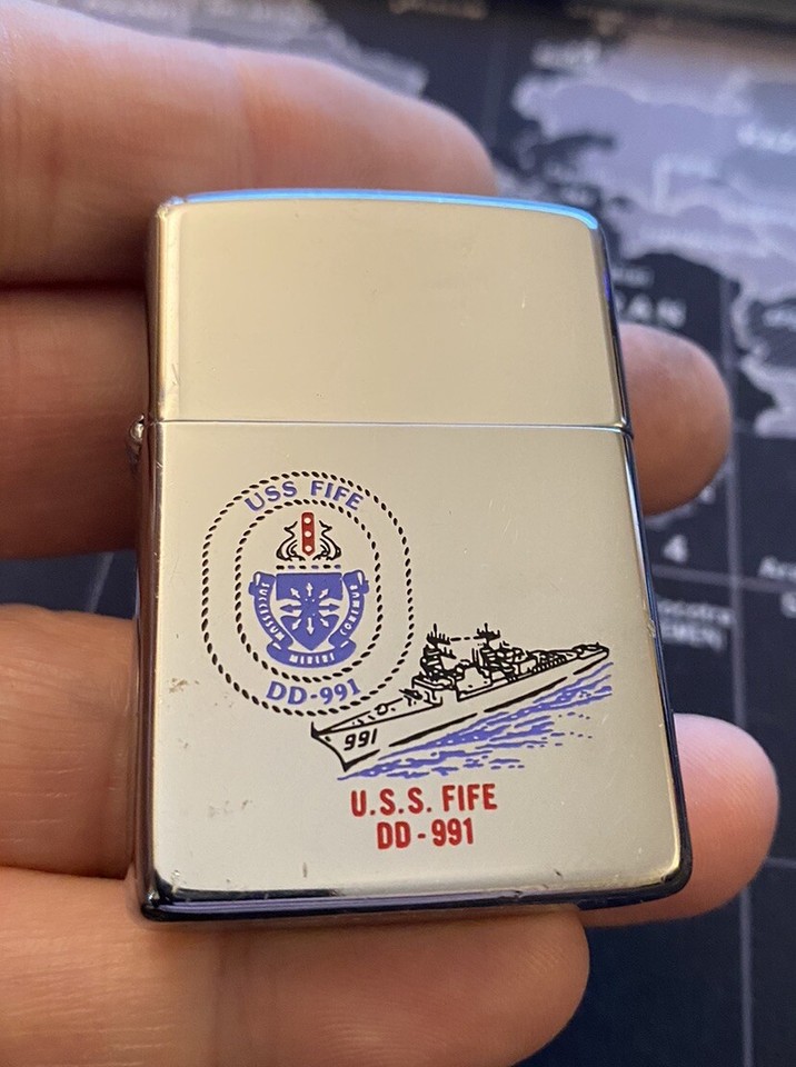 Vintage Zippo US Navy Lighter USS Fife DD-991 Spruance Class Destroyer ...