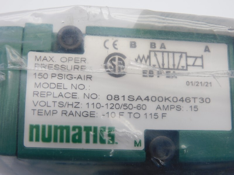 NUMATICS 081SA400K046T30 110/120V .15A 150PSI NSMP | eBay
