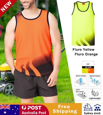 3 PACK Hi-Vis Safety Sleeveless Singlet Tank Top Work Wear For ...