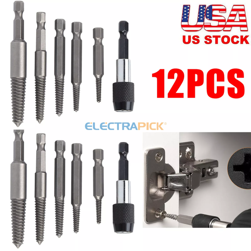 12Pcs Stud Screw Extractor Remover 1/4 Inch Hex Shank Damaged Bolt Easy ...