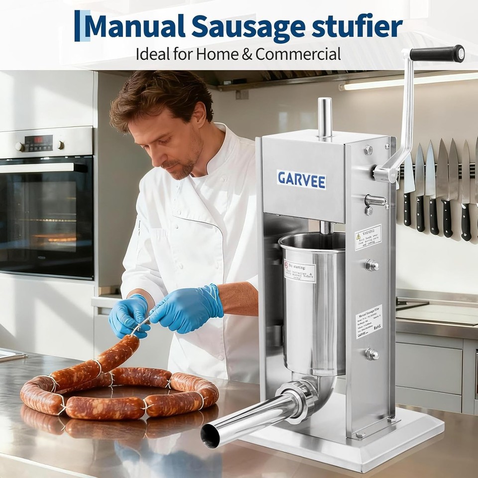 15LB/7L Manual Sausage Stuffer Vertical Meat Filler 304 Stainless Steel ...