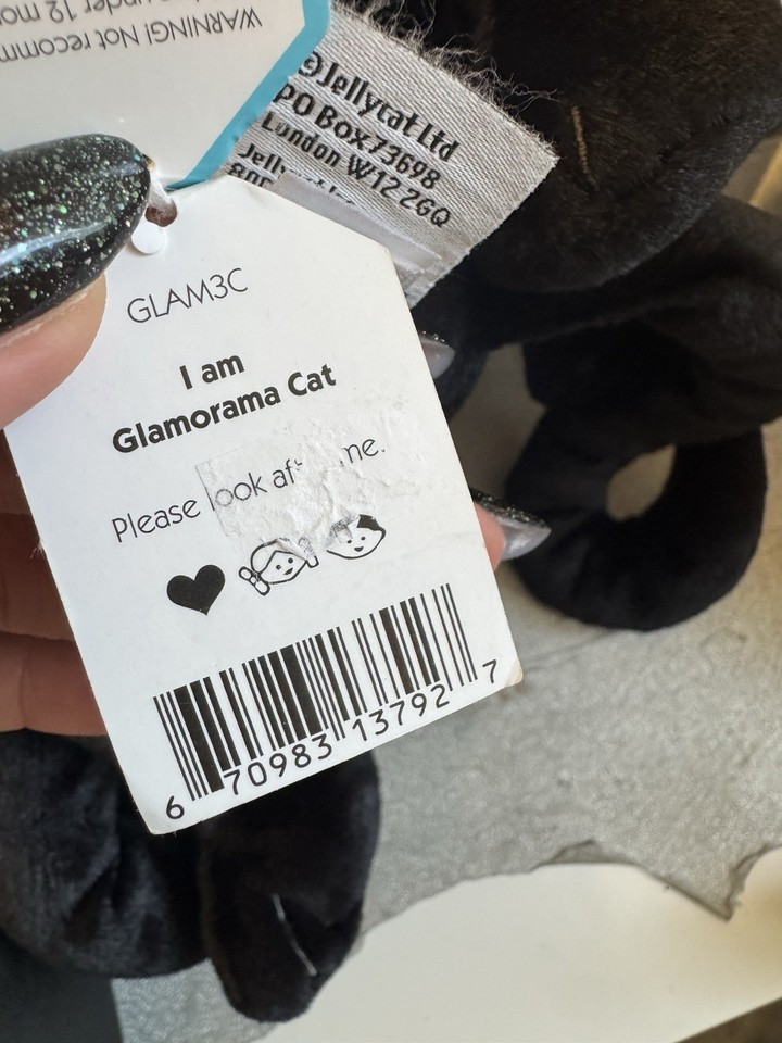 Jellycat "Glamorama" Black Cat Retired Stuffed Plush Toy / Animal | eBay