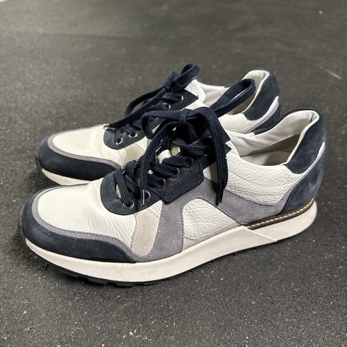 Allen Edmonds A-Trainer Sneakers Shoes 8 D White Navy Leather Suede | eBay