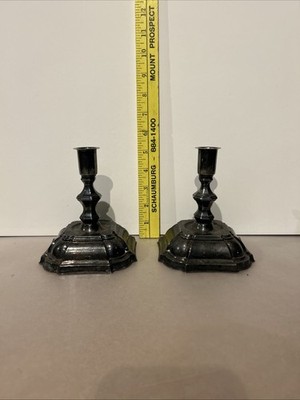 Georgian or Louis XIV style silver plate candlesticks. Marked Denmark ...