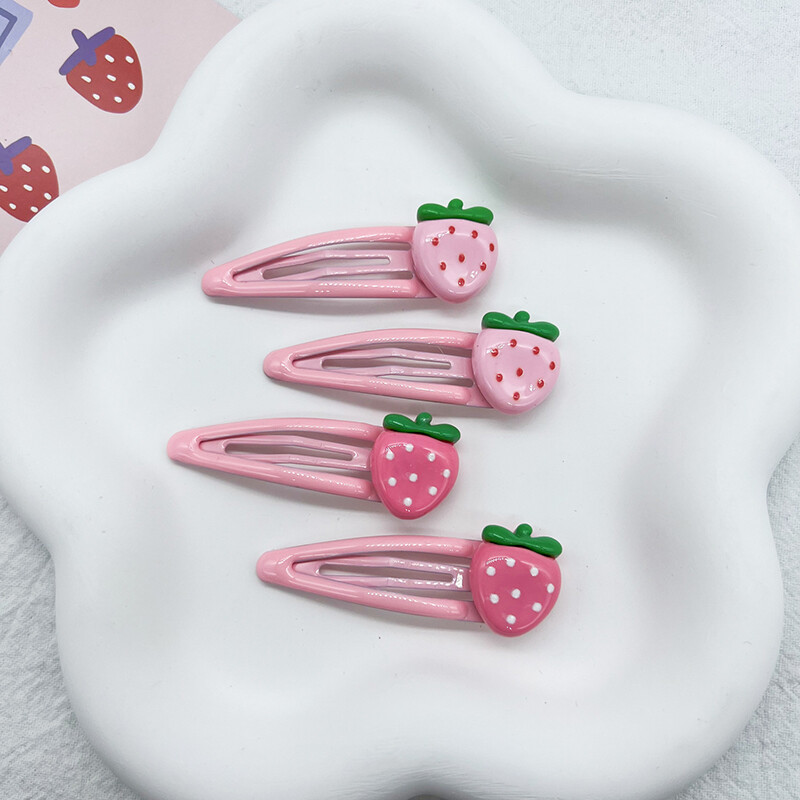 2Pcs Cute Sweet Strawberry Hairpin Lovely Pink Hair Clips Girls Hair ...