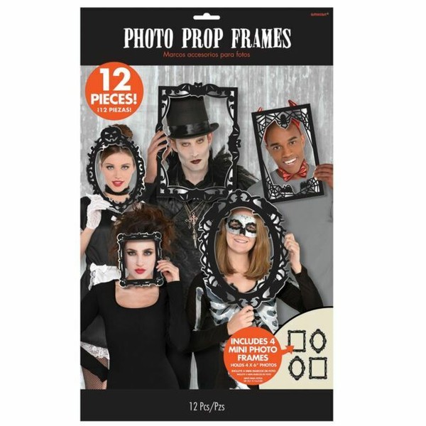 12pc Gothic Halloween Photobooth Picture Frame Photo Selfie Props Party ...