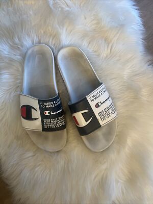 Champion White Logo Slides Sandals Men Size 12 | eBay