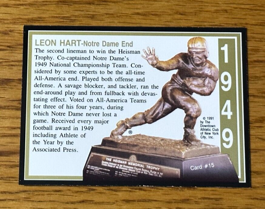 LEON HART 1991 The Heisman Collection #15 | eBay