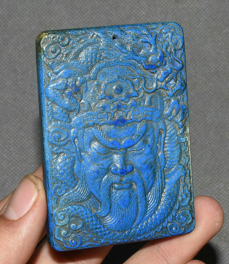 Old lapis lazuli Carve Dragon Guan Gong Yu Warrior Go YuBi Yu Bi Brand ...