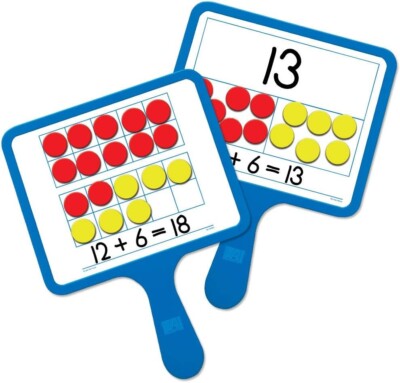 NEW EDUCATION EAI MAGNETIC DOUBLE TEN FRAME DRY ERASE PADDLE HOMESCHOOL ...