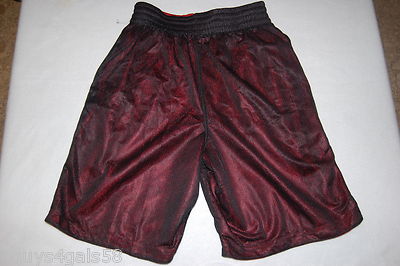 Mens Athletic Shorts RED Black Netting Mesh DOUBLE LAYER Elastic Waist ...