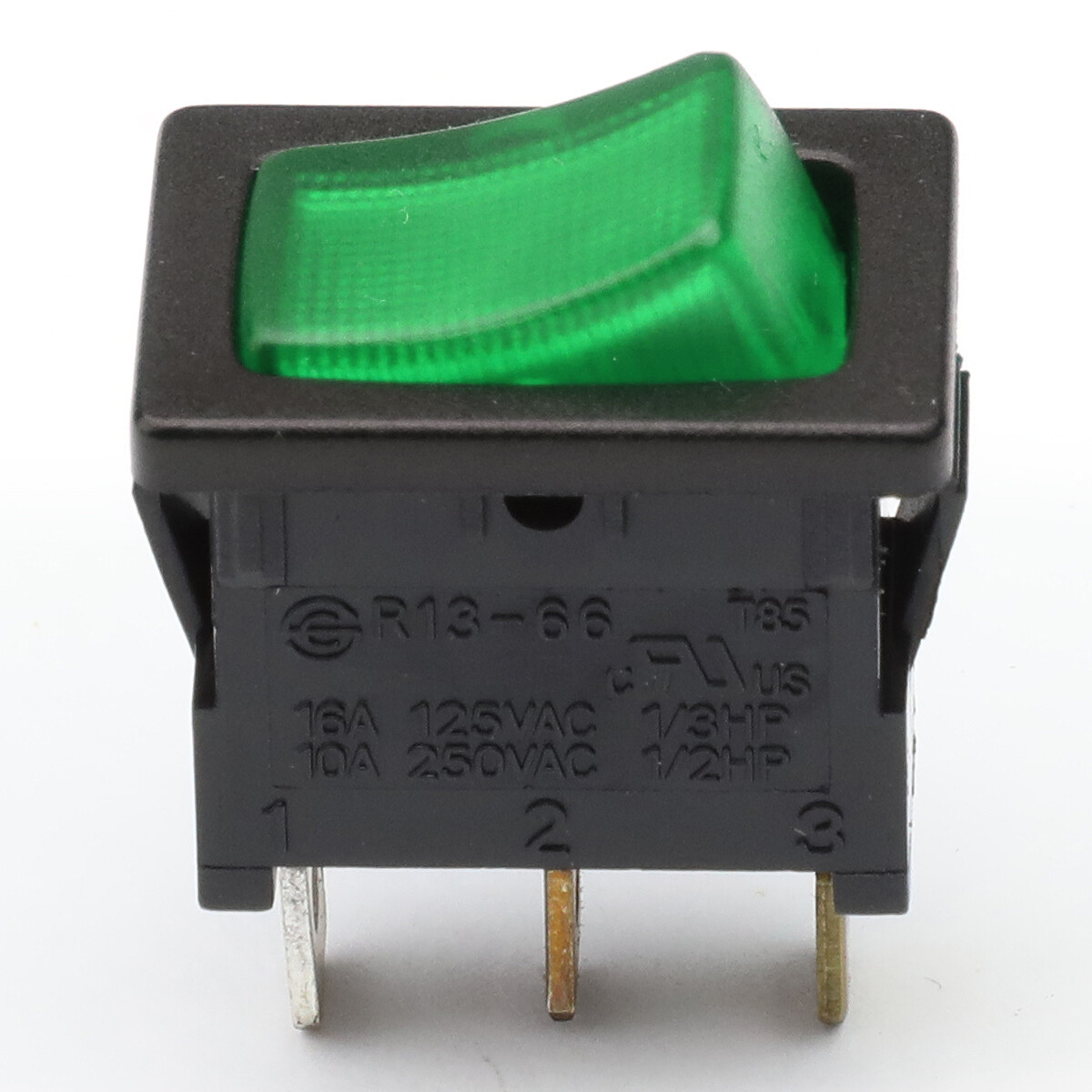 CAR/BOAT MINI ROCKER POWER TOGGLE SWITCH GREEN LED INDICATOR 12V 16A ...