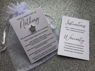 Personalised Gift Of Nothing Card & Gift Bag - Funny Gift & Colour ...