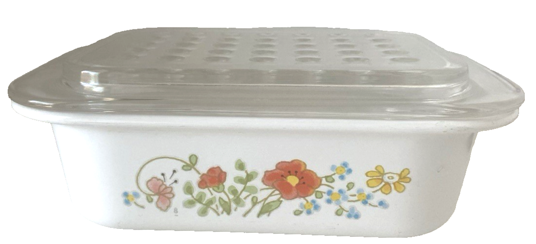 Corning Ware Wild Flower Baking Dish With Pyrex Lid 7”x5.5”x2” MC-1-C & MC-1-B | eBay