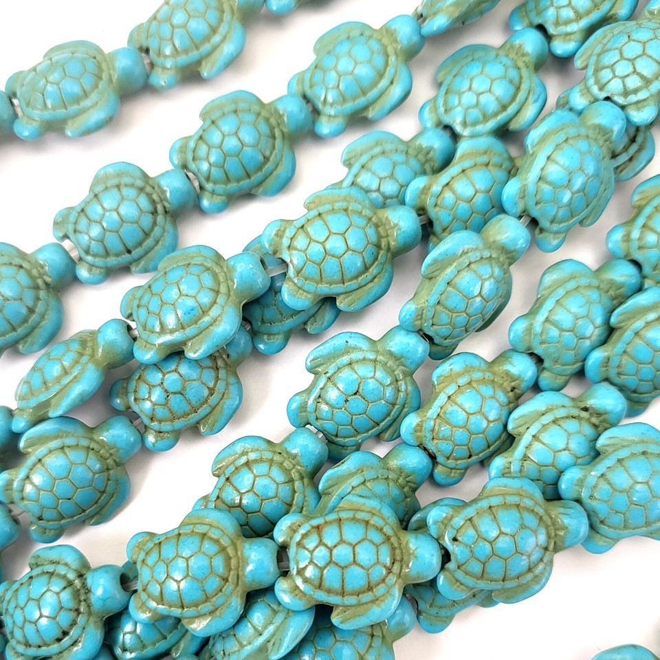 Howlite Zuni Style Turtle Bead Magnesite Turquoise Carved Tortoise ...
