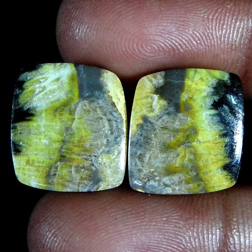 16.60Cts100%Natural Bumble Bee Jasper Cushion Pair Cabochon Loose ...