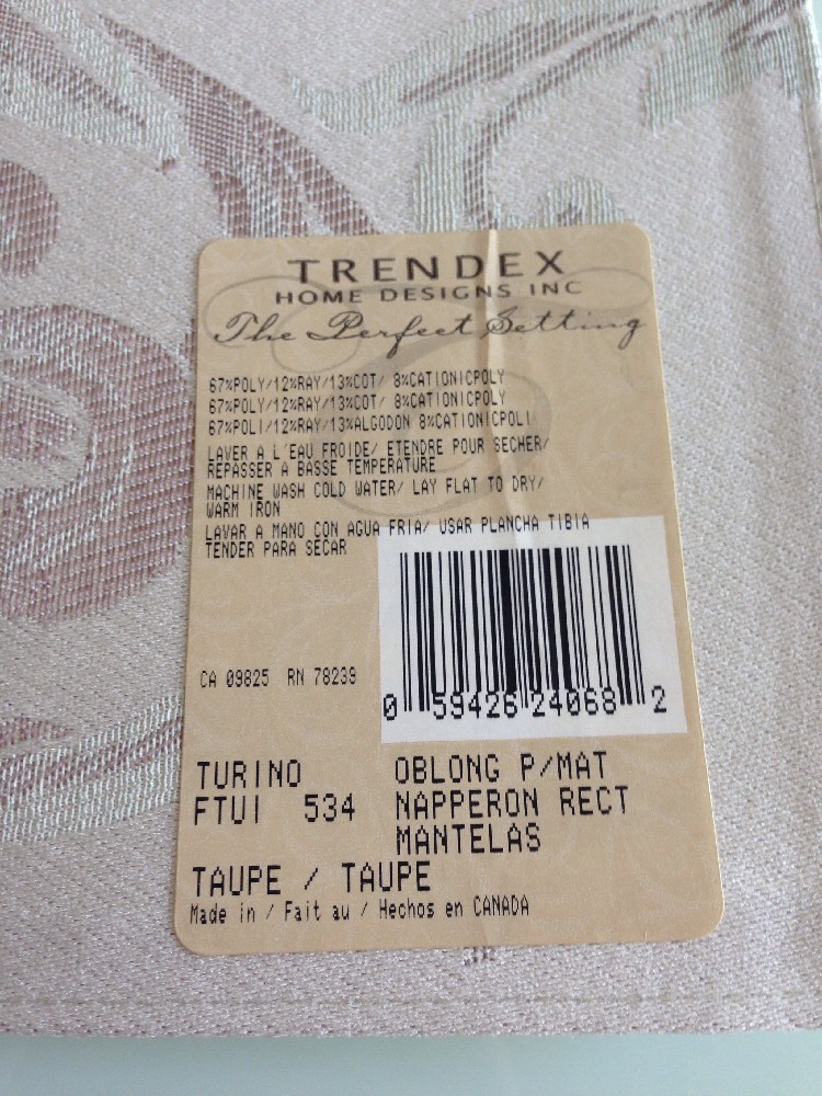 Trendex Home Design Taupe Placemat, Set Of 6 | eBay