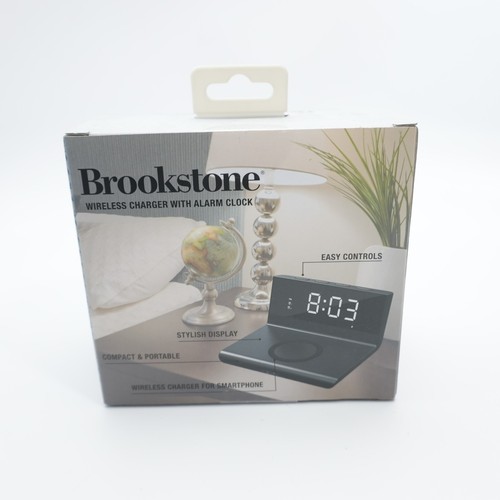 Brookstone Wireless Charger with Alarm Clock - Built-in Battery Backup ...