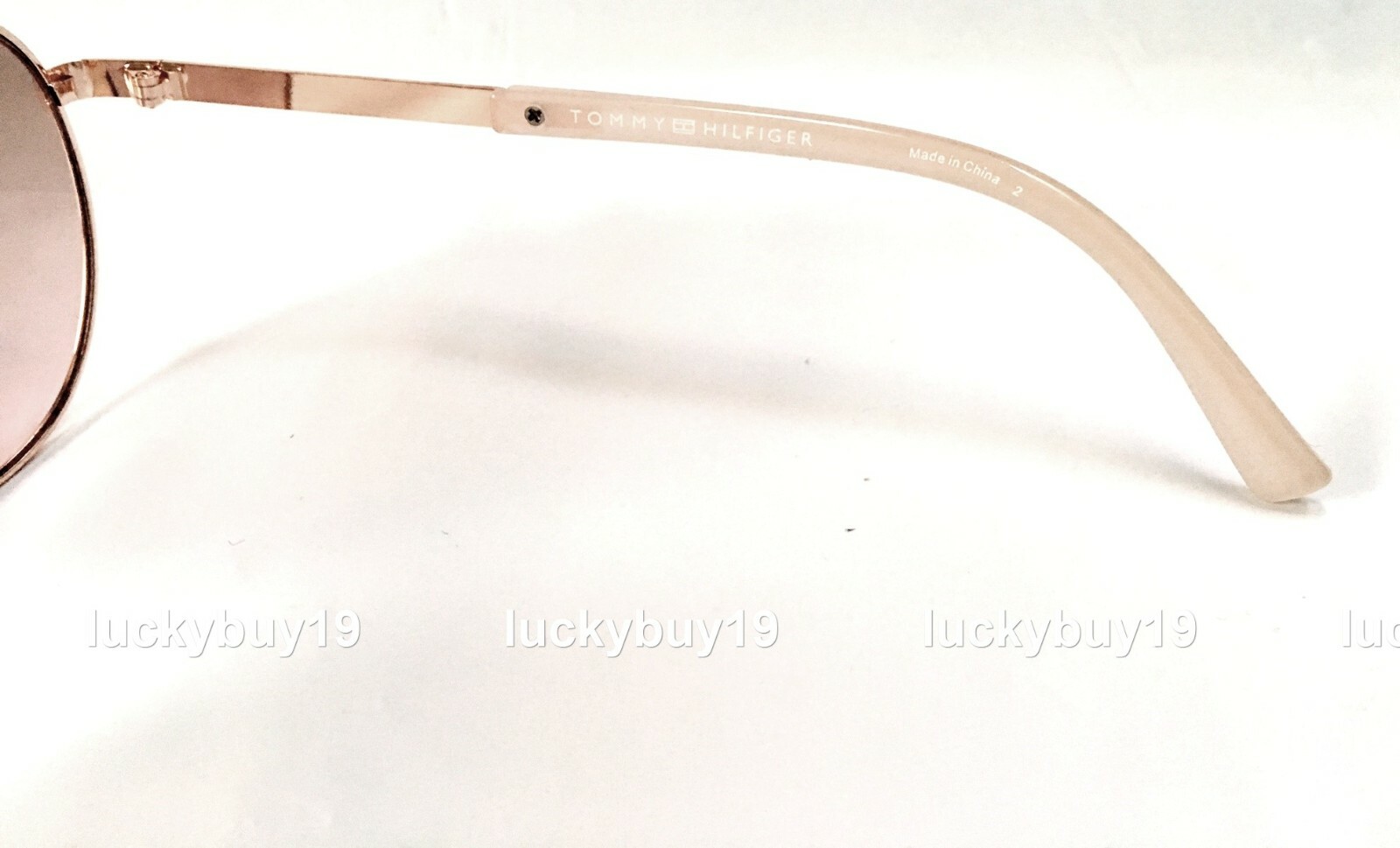 NEW Tommy Hilfiger LINDSAY Beige Gold Aviator Authentic Sunglasses Gift ...