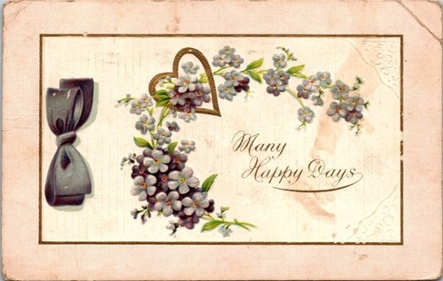 Vintage "Many Happy Days" Floral Postcard Antique Early 1900s Sent From ...