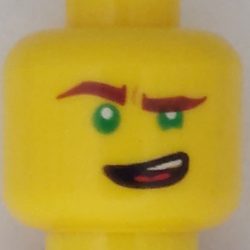 Lego Ninjago Minifigure Head Dual Sided, Green Eyes, Brown Eyebrows ...