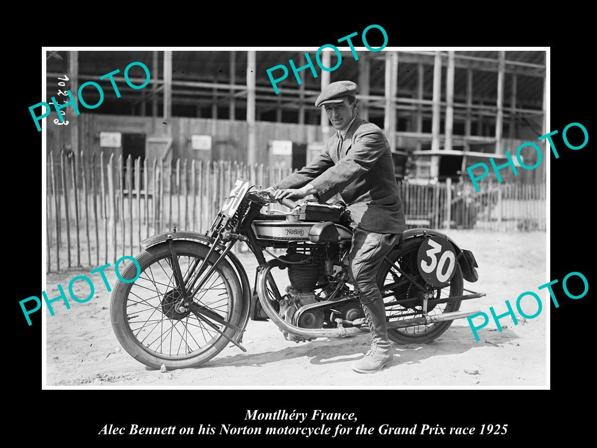 OLD 8x6 HISTORIC PHOTO MONTLHERY FRANCE ALEC BENNETT NORTON MOTORCYCLE ...