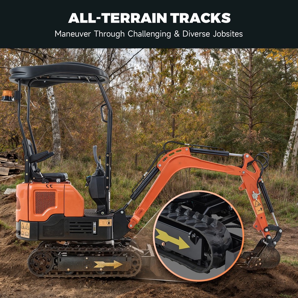 Upgrade 13.5hp 1 Ton Mini Excavator Tracked Crawler Mini Diggers EPA B ...