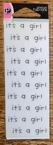 Pebbles Inc. Duplicate Rub-Ons Baby Black ~ It's a Girl Title Repeats ...