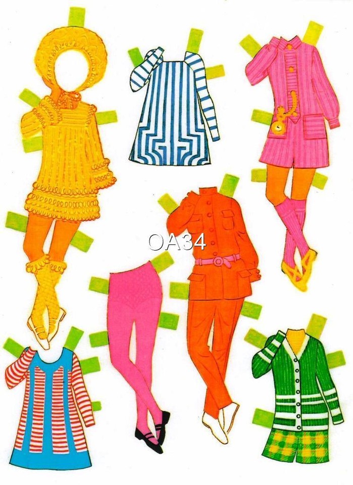 VINTAGE UNCUT 1968 TINI MODS PAPER DOLLS~#1 TOP REPRODUCTION SELLER ...