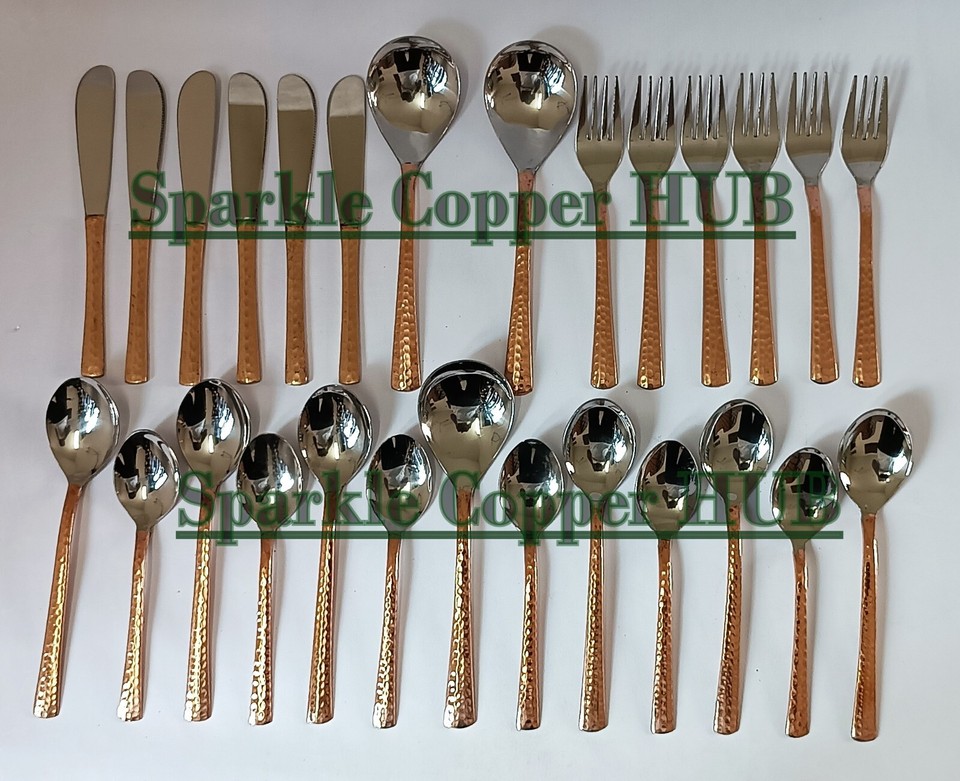 Vintage Copper Stainless Steel Flatware Silverware For Home Hotel ...