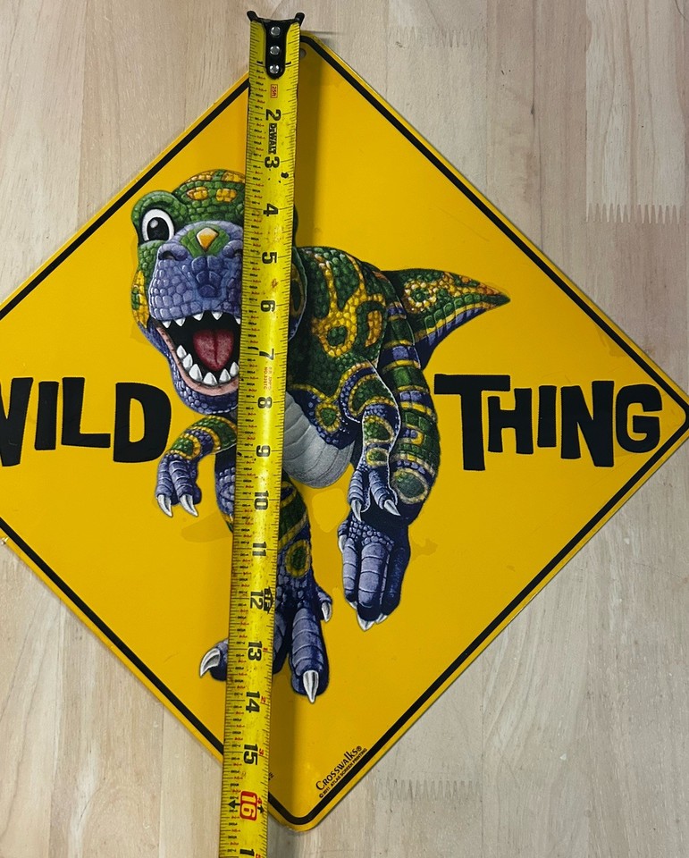 Crosswalks Dino Wild Thing Aluminum Sign 12x12 Kids Room Dinosaur Decor ...