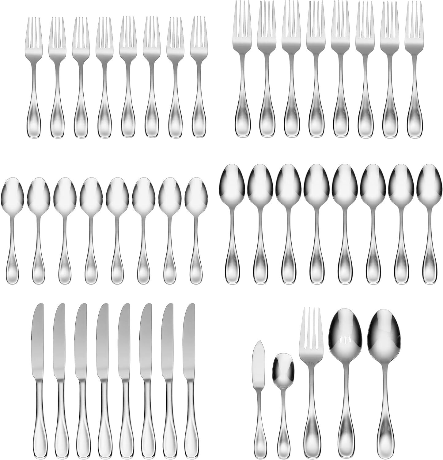 ONEIDA Voss Everyday Flatware Set - Silver, Set of 45 Pieces, Service ...